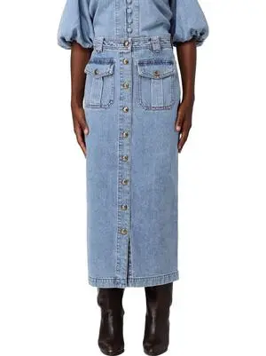Zimmermann Button Detailed Denim Skirt - Blue