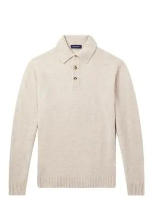 Thom Sweeney Brushed Cashmere-blend Polo Shirt - White