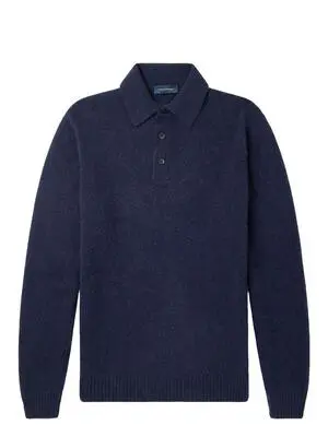 Thom Sweeney Brushed Cashmere-blend Polo Shirt - Blue