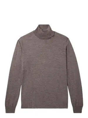 Thom Sweeney Cashmere And Silk-blend Rollneck Sweater - Brown