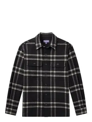 Ralph Lauren Purple Label Gable Checked Wool-flannel Shirt - Black