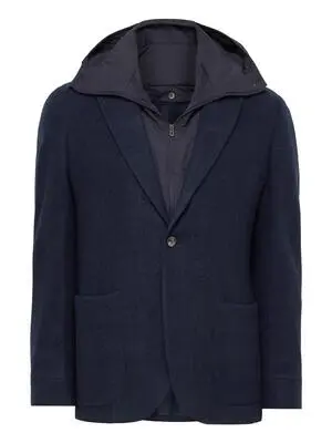 Sease Panelled Virgin Wool-blend Hooded Blazer - Blue