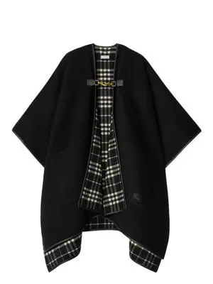 Burberry Check Cashmere Cape - Black/calico Beige
