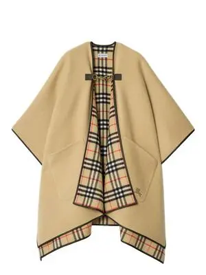 Burberry Check Cashmere Cape - Sand Beige