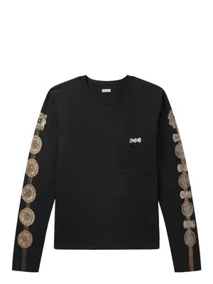 Kapital Dense Appliquéd Printed Cotton-jersey T-shirt - Black