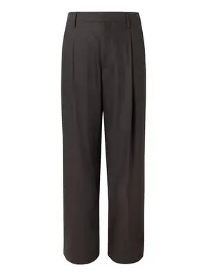 Nn07 Kay Straight-leg Pleated Woven Trousers - Brown
