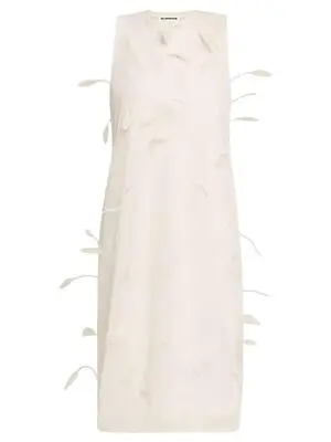 JIL SANDER Feather-trim Sheer Silk Midi Dress - 280 Natura