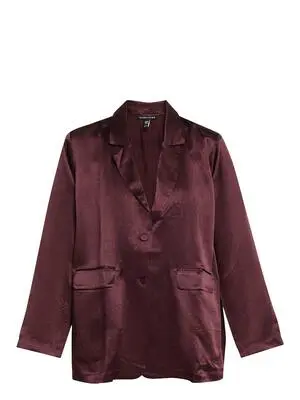 Eileen Fisher Single-breasted Textured Satin Blazer - Wine