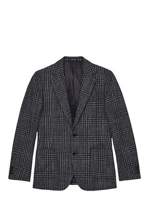 REISS Jacob Checked Single-breasted Wool-blend Blazer - Navy