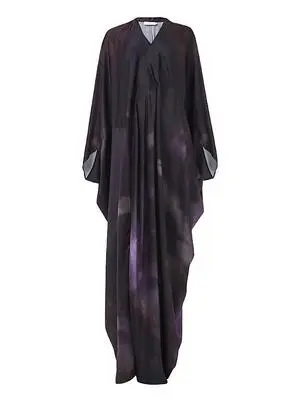 LEEM Graphic-printed Panelled Woven Kaftan - Purple