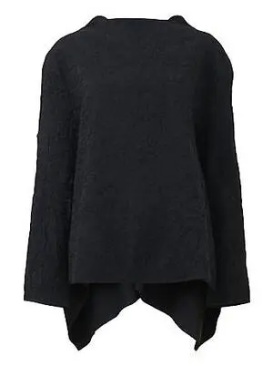 LEEM Textured Woven Blouse With Draped Back - Black