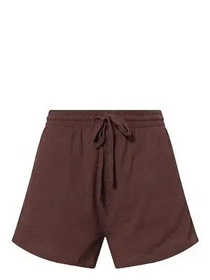 Seafolly Crinkle Cotton-poplin Drawstring Shorts - Dark Chocolate