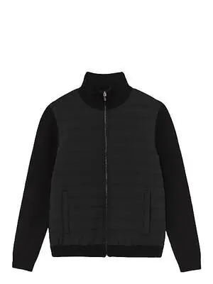 REISS Ribbed-knit Quilted Jacket - Black