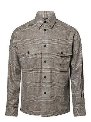 Dunhill Super 170s Glen-check Wool And Cashmere-blend Overshirt - Ivory/black