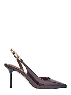 REISS Patent-leather Heeled Courts With Chain Detail - Burgundy
