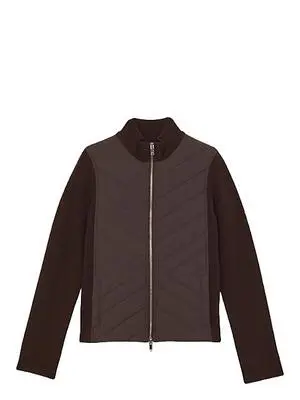 REISS Shell And Knitted Jacket - Chocolate Brown