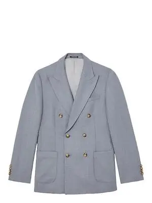 REISS Venus Double-breasted Wool-blend Blazer - Airforce Blue
