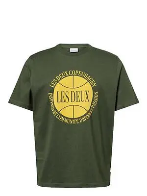 LES DEUX Ben Basketball Cotton-jersey T-shirt - Green