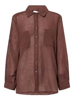 Seafolly Crinkle Cotton Beach Shirt - Dark Chocolate