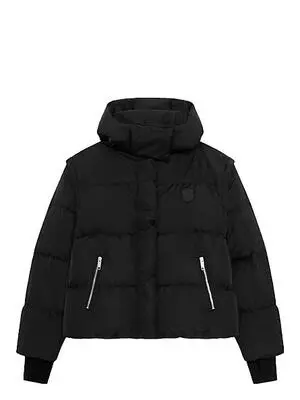 The Kooples Hooded Removable-sleeve Down Jacket - Black