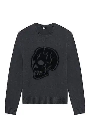 The Kooples Skull-print Cotton Jumper - Dark Grey Melange