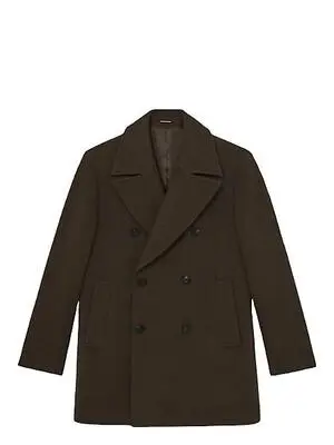 REISS Double-breasted Wool-blend Pea Coat - Dark Green