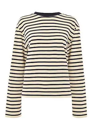 Whistles Striped Long-sleeve Cotton T-shirt - Cream