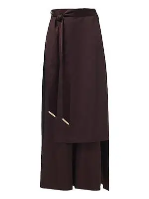 LEEM Overlay Skirt Wide Leg Woven Trousers - Brown
