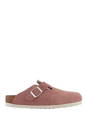 BIRKENSTOCK Boston Suede Clogs - Pink Clay