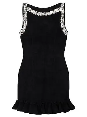 Sandro Sleeveless Bead-embellished Knitted Mini Dress - Black