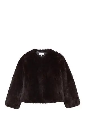 REISS Faux-fur Jacket - Burgundy