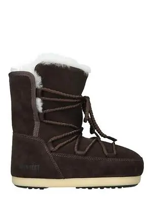 Moon Boot Suede And Shearling Snow Boots - Dark Brown