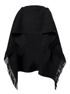 TOTÊME Fringed Relaxed-fit Wool-blend Poncho - Black