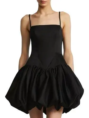 Bcbgmaxazria Satin Mini Bubble Dress - Black