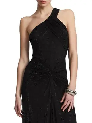 Bcbgmaxazria Twist Hot-fix One-shoulder Gown - Black