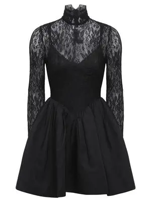 Bcbgmaxazria Stretch Lace Mini Bubble Dress - Black