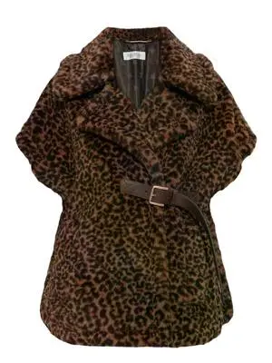 Max Mara Belted Animal-pattern Jacket - Brown