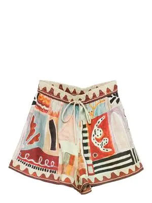ALEMAIS Michelle Abstract-print Shorts - Neutrals