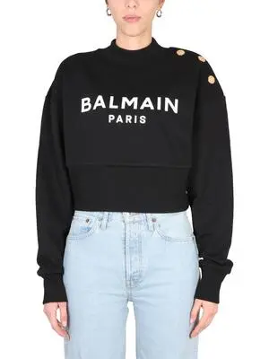 Balmain Logo Print Sweatshirt - Black