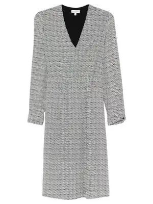 Marc O'polo Patterned V-neck Midi Dress - White