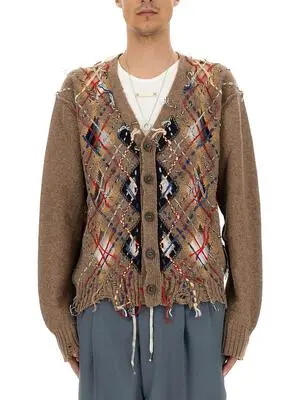 MAISON MARGIELA Diamond Pattern Cardigan - Brown