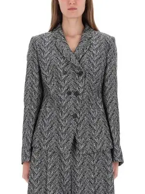 BOSS Herringbone Tweed Blazer - Grey