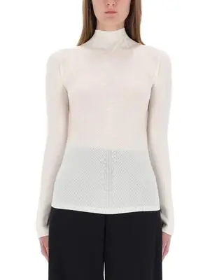 BOSS Ribbed Knit Top - White