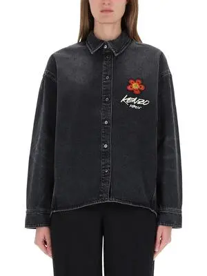 Kenzo Workwear Shirt With Embroidery - Black