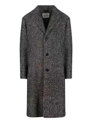 AMARANTO Herringbone Pattern Coat - Grey