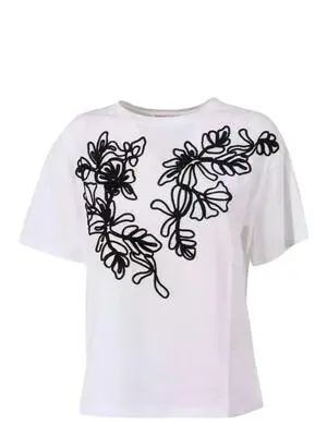ERMANNO FIRENZE Floral-embroidered T-shirt - White