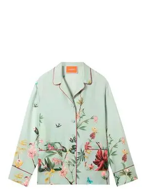 La DoubleJ Floral Panel Pajama Shirt - Blue