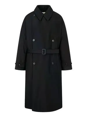 MAN ON THE BOON. Padded Double Trench Coat - Black