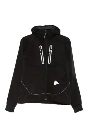 AND WANDER Hooded Zip-up Jacket - Black