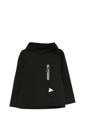 AND WANDER Zip-pocket Hoodie - Black
